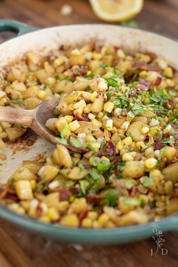 Sautéd Corn with Potatoes and Peppers - Corn Side Dish