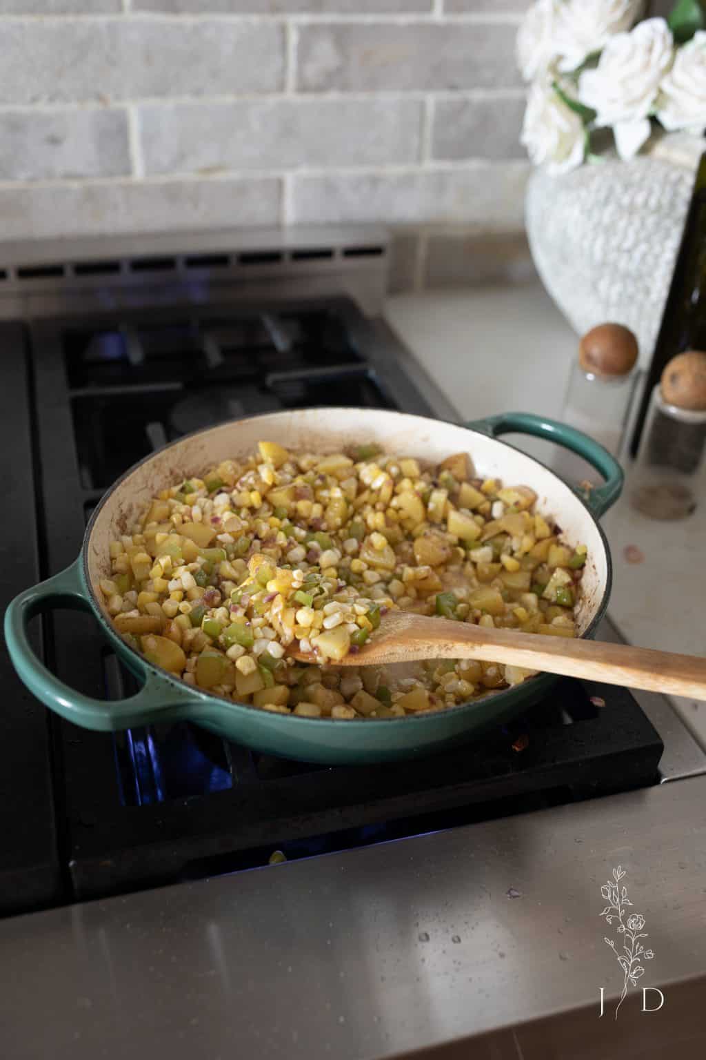 Sautéd Corn with Potatoes and Peppers - Corn Side Dish