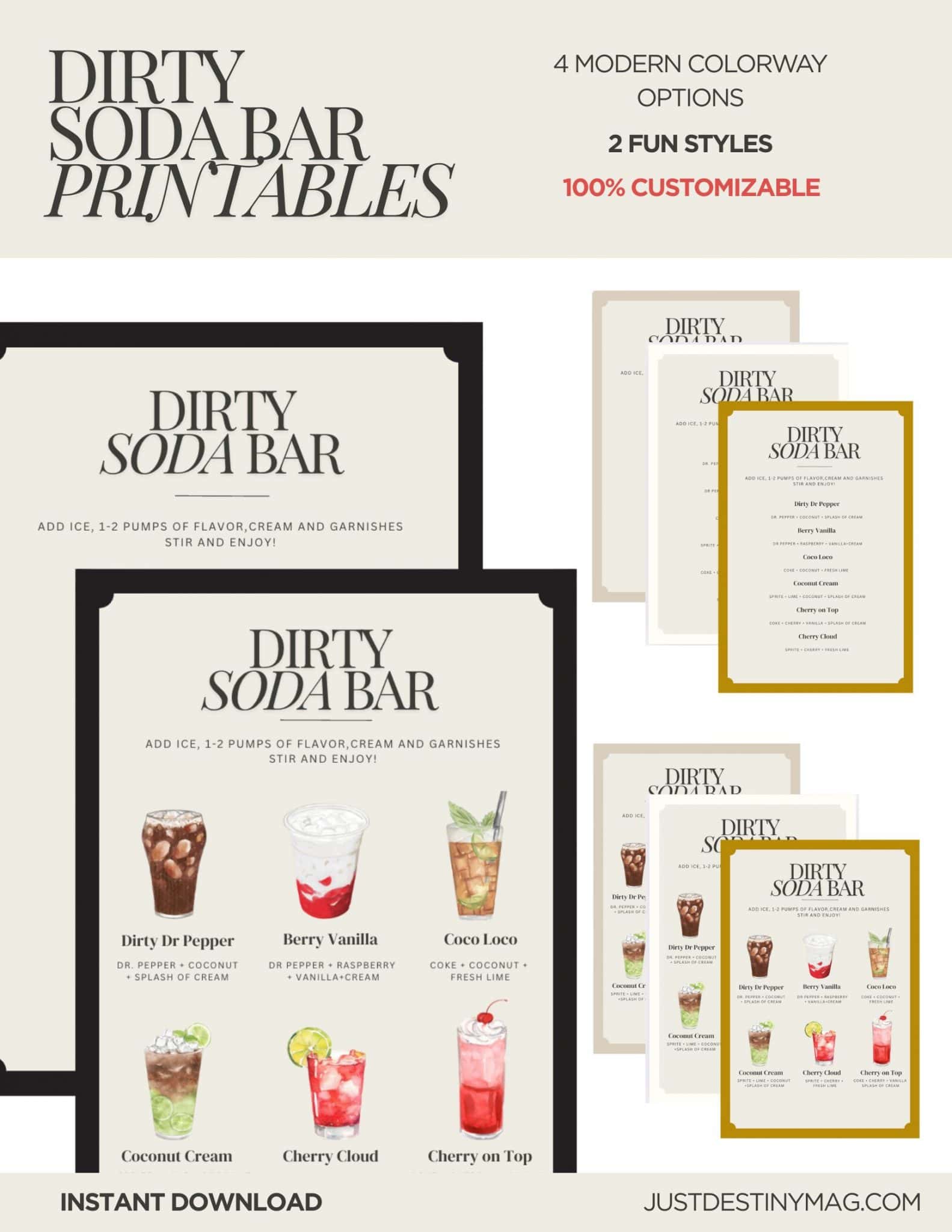 Dirty Soda Bar Setup + Printables
