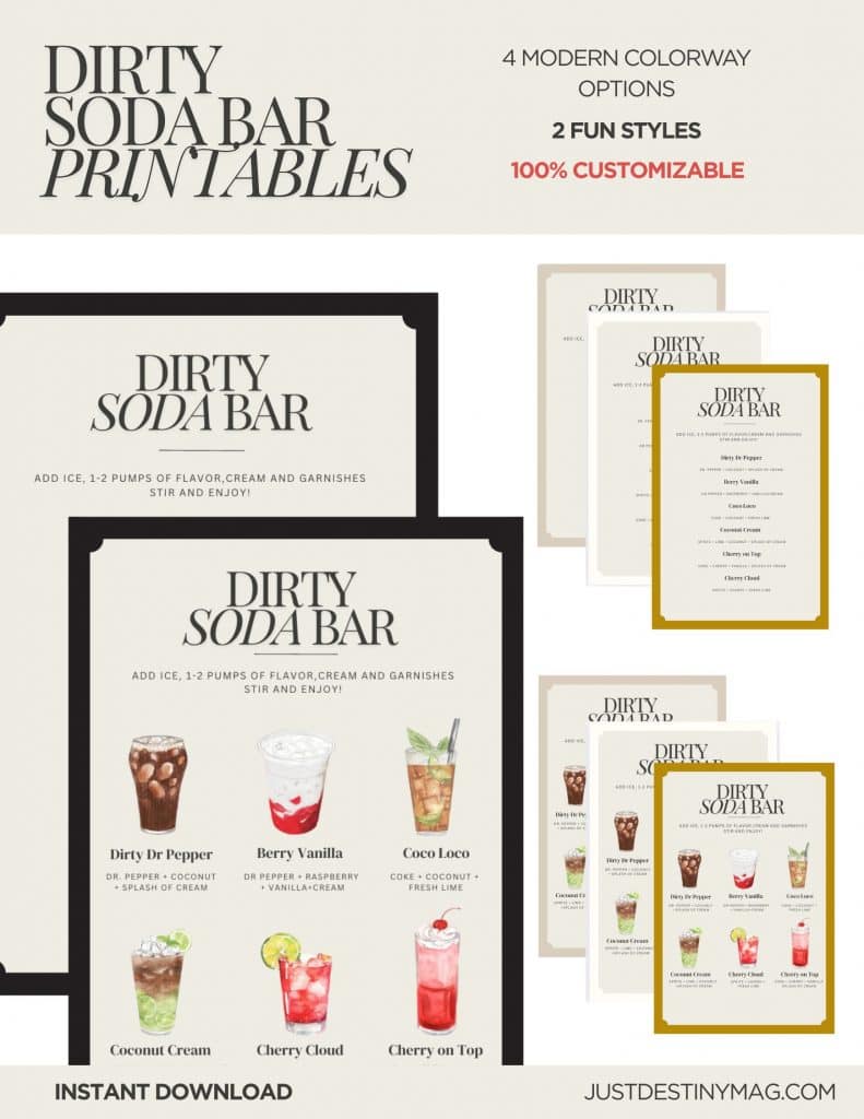 Dirty Soda Bar Setup + Printables